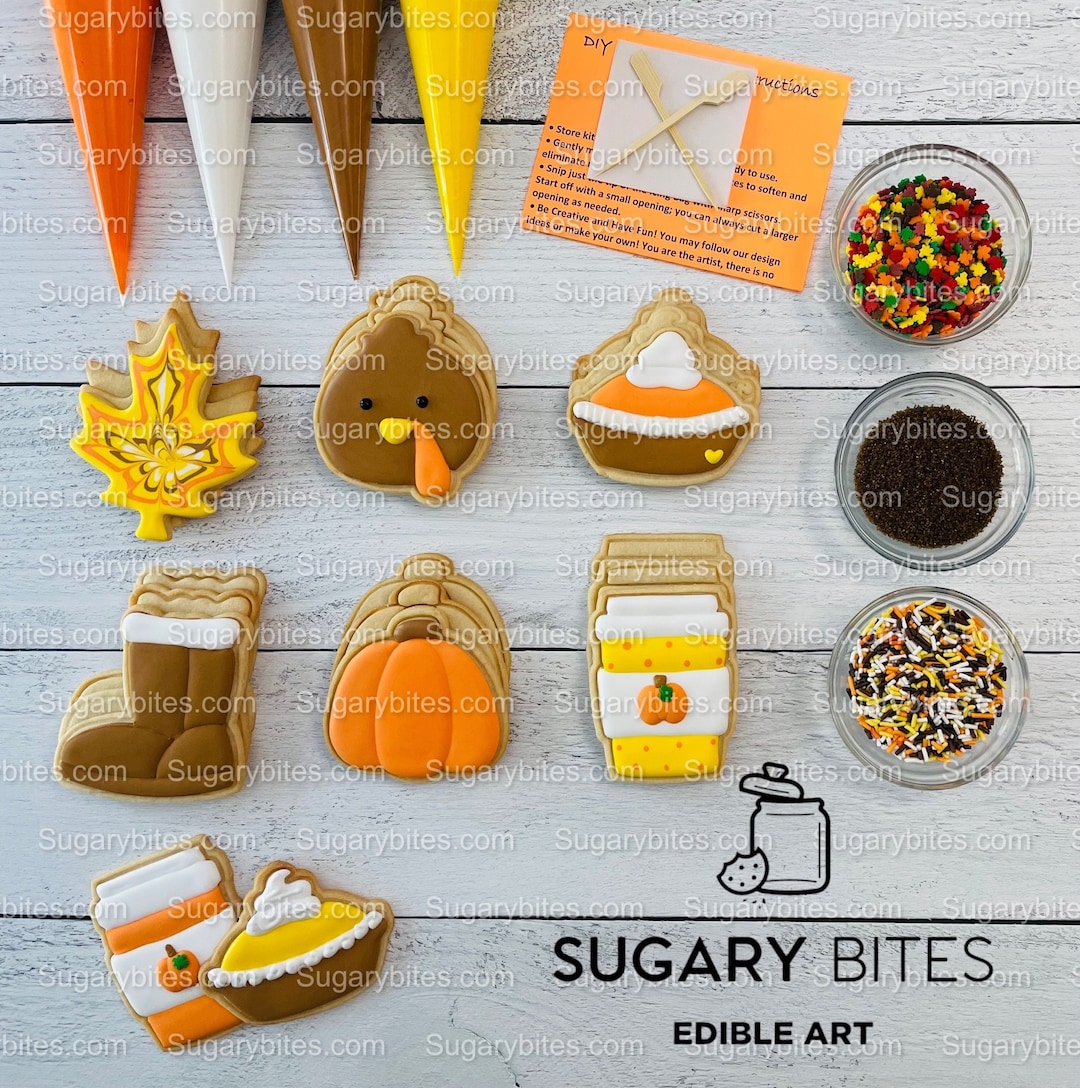 Fall Cookie Decorating Kit, Fall DIY Decorating Cookies Kit, large ...