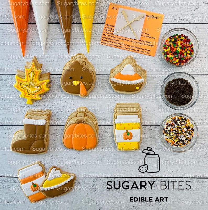 Fall Cookie Decorating Kit, Fall DIY Decorating Cookies Kit, (large ...