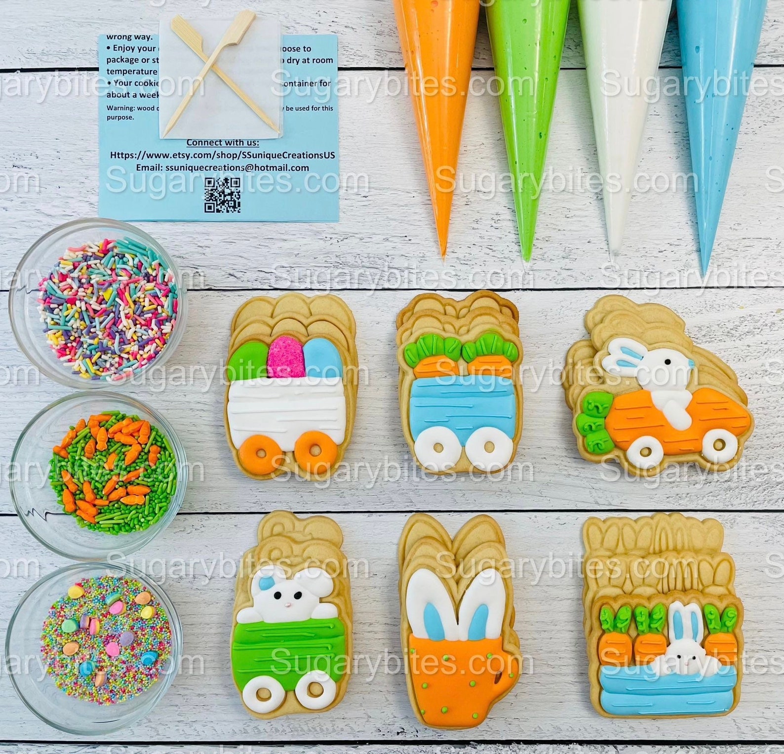 Easter Cookie Decorating Kit, Easter DIY Cookie Kit, **INCLUDES 24 ...