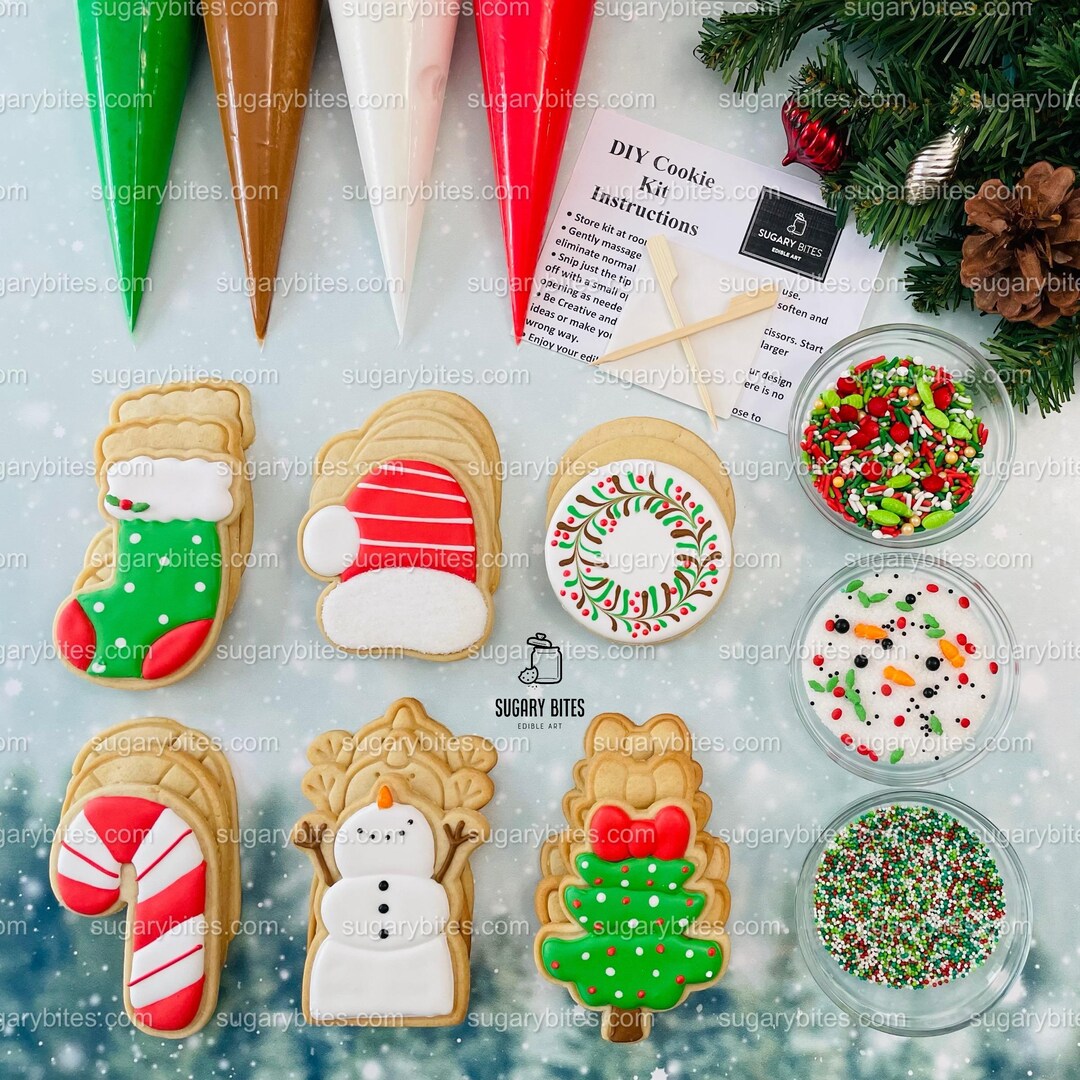 Winter Cookie Decorating Kit, Christmas DIY Cookie Kit, (large Cookies ...