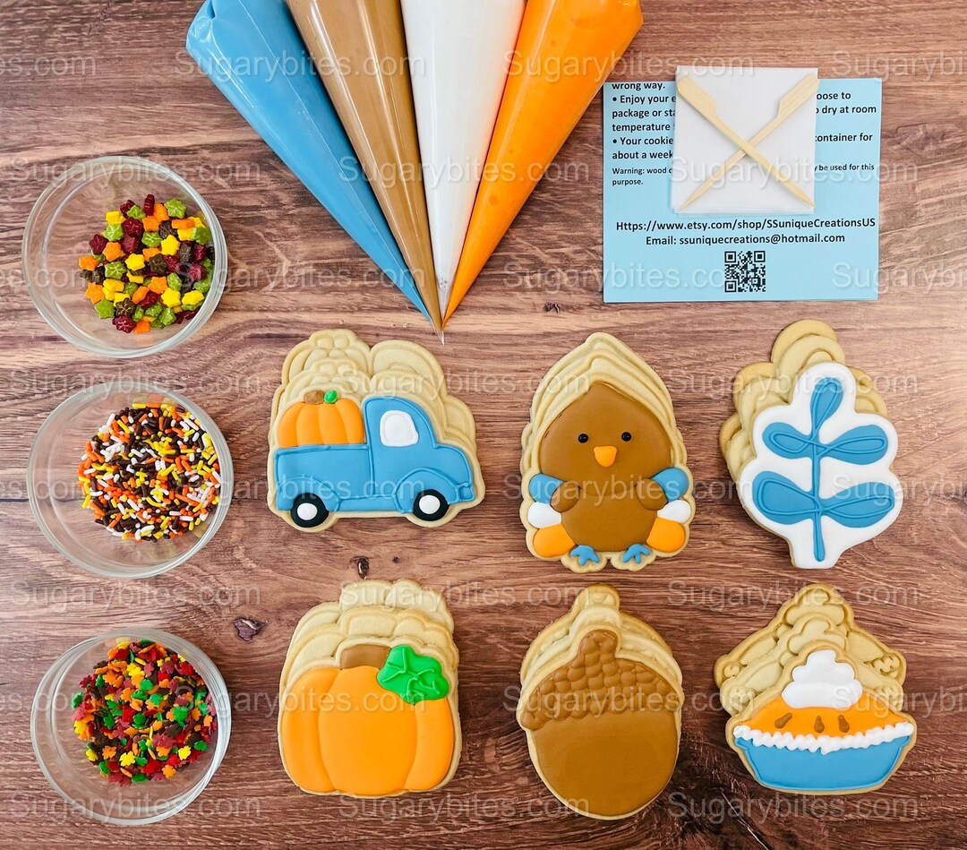 Fall Cookie Decorating Kit, Thanksgiving DIY Cookies Kit, (large ...