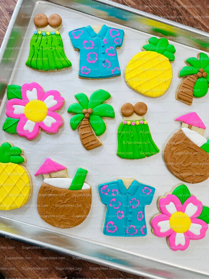 Luau Cookies, Hawaiian Cookies, Tropical Cookies, Luau Birthday ...