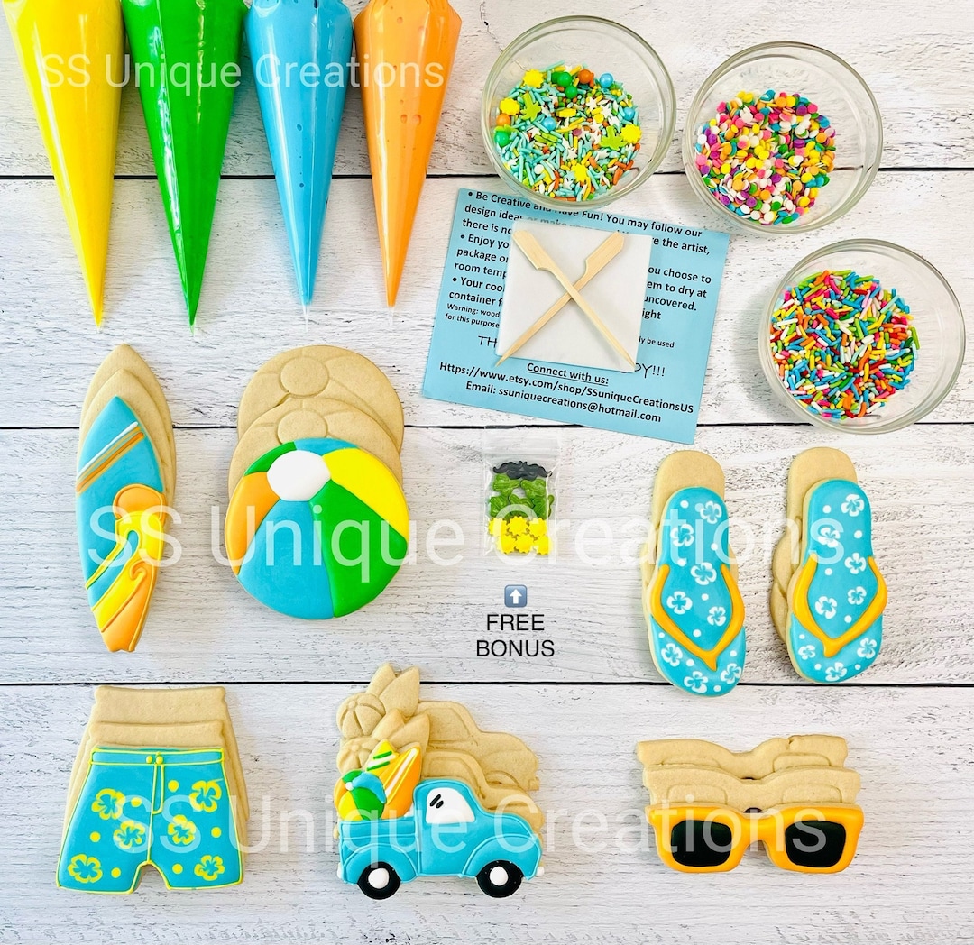 Summer Beach Day Cookie Decorating Kit, Summer DIY Decorating Cookies ...