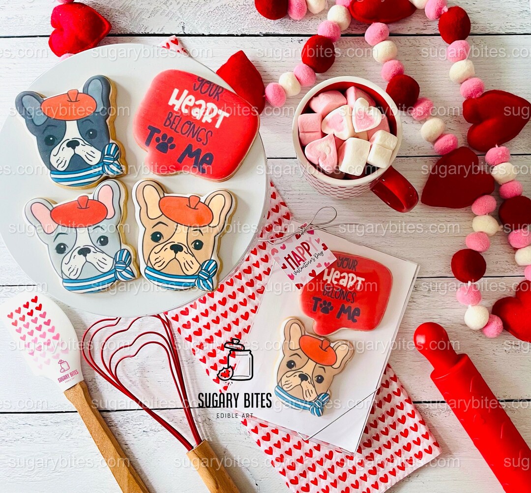 Valentine’s Day Cookies, ***SET of 2 LARGE COOKIES***, Frenchie Lover ...