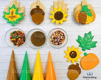 Fall Cookie Kit, Pumpkin Coffee Shop extra Large Cookies Decorating Kit ...