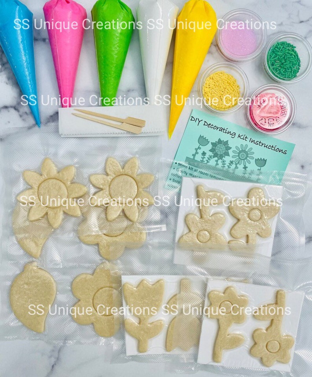 Flowers Cookie Decorating Kit, DIY Flower/spring Decorating Cookies Kit ...