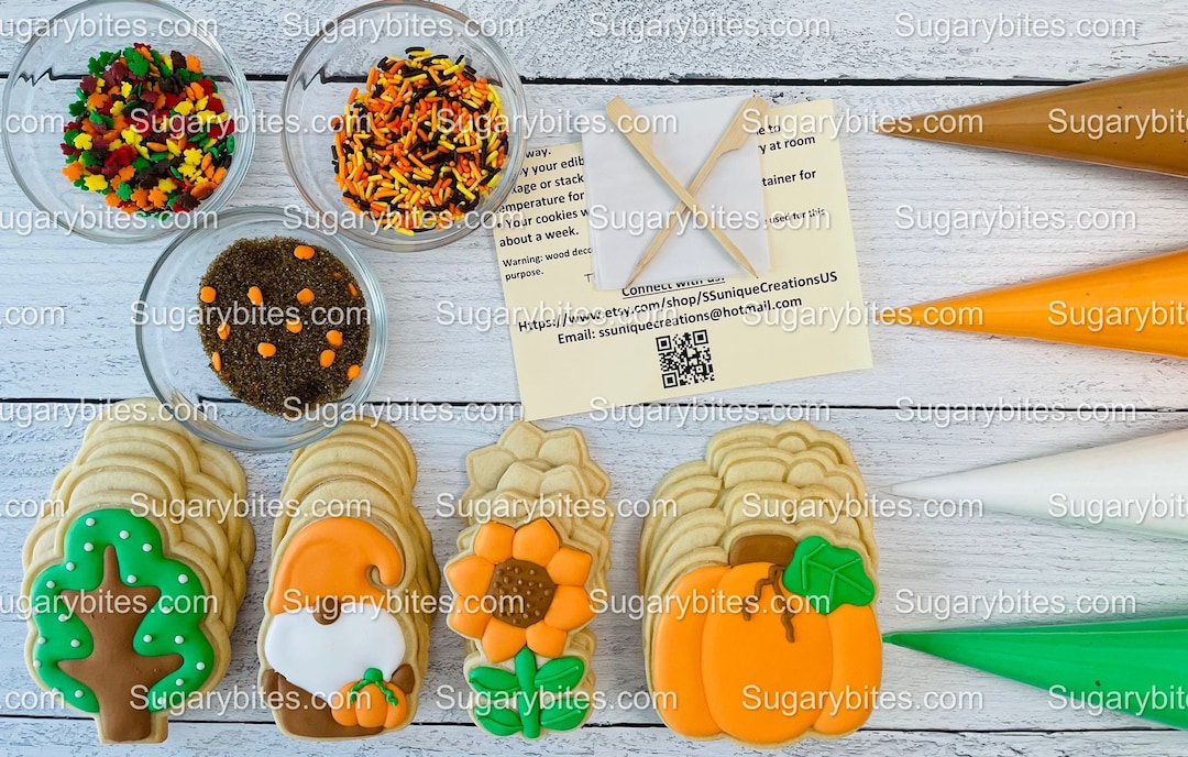 Fall Cookie Decorating Kit, Fall DIY Decorating Cookies Kit, (large ...