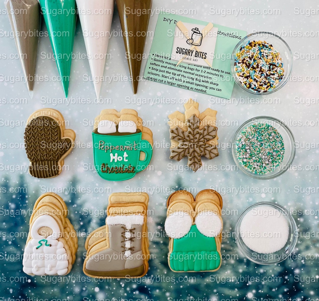 Winter Cookie Decorating Kit, Christmas DIY Cookie Kit, (large Cookies ...