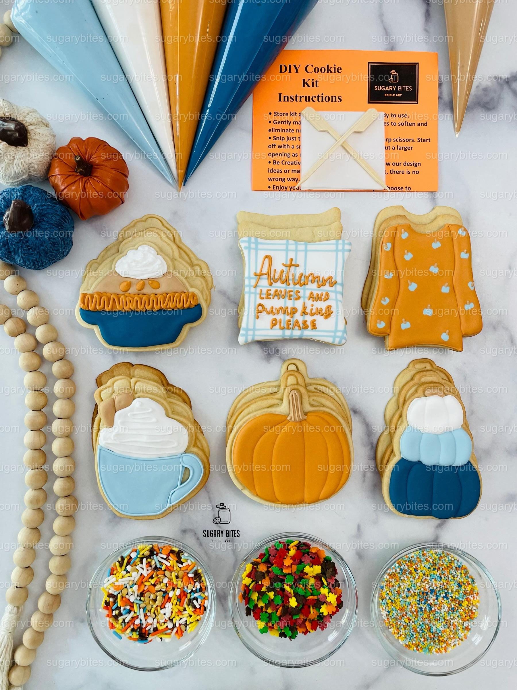 Fall Cookie Decorating Kit, Thanksgiving DIY Cookie Kit **INCLUDES 25 ...
