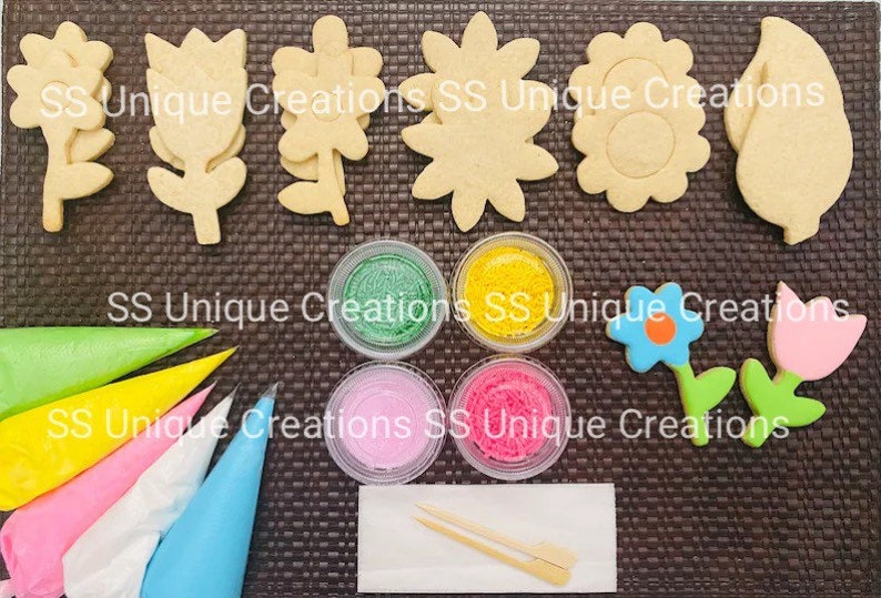 Flowers Cookie Decorating Kit, DIY Flower/spring Decorating Cookies Kit ...