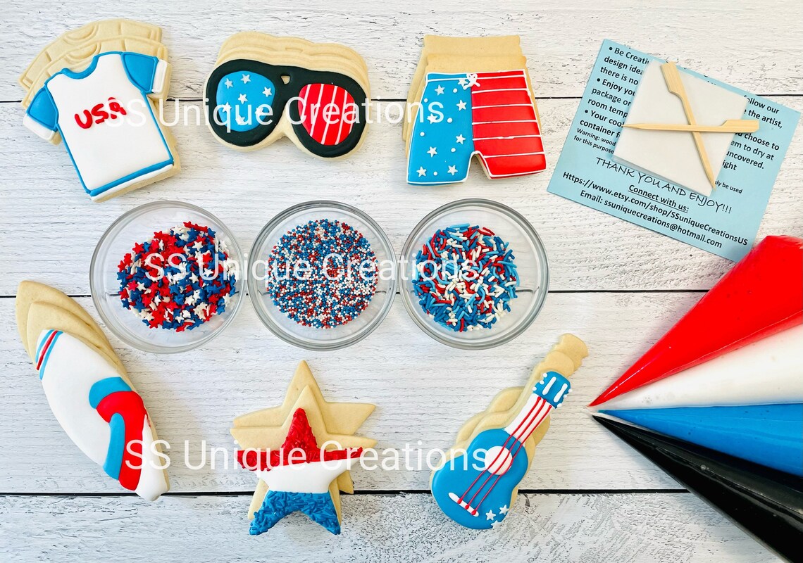 4th of July Day Cookie Decorating Kit, DIY Memorial Day Decorating ...