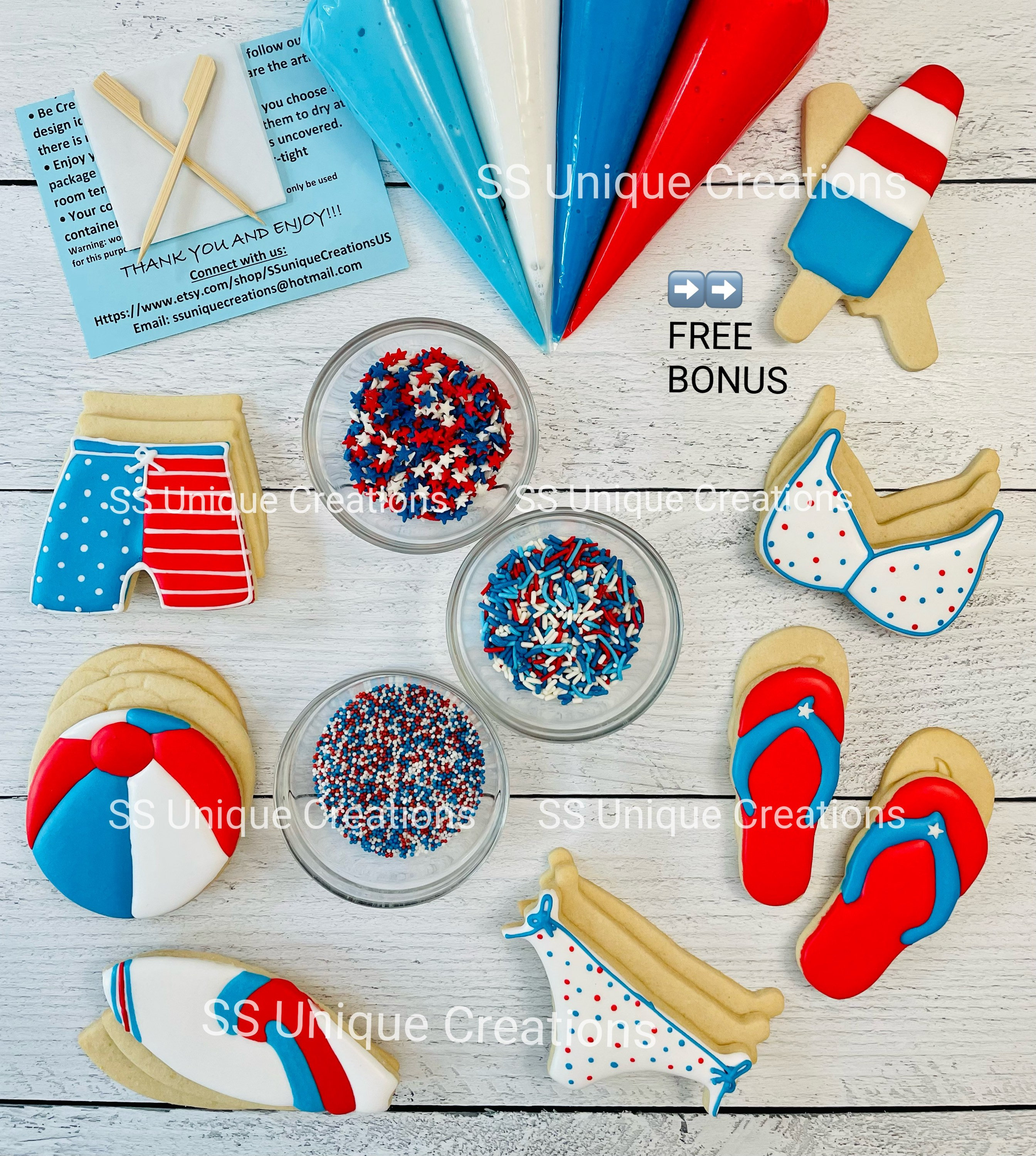 4th of July Cookie Decorating Kit, DIY Memorial Day Decorating Cookies ...