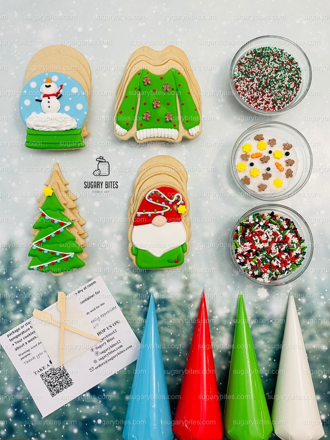 Winter Cookie Decorating Kit, Christmas DIY Cookie Kit, (large Cookies ...