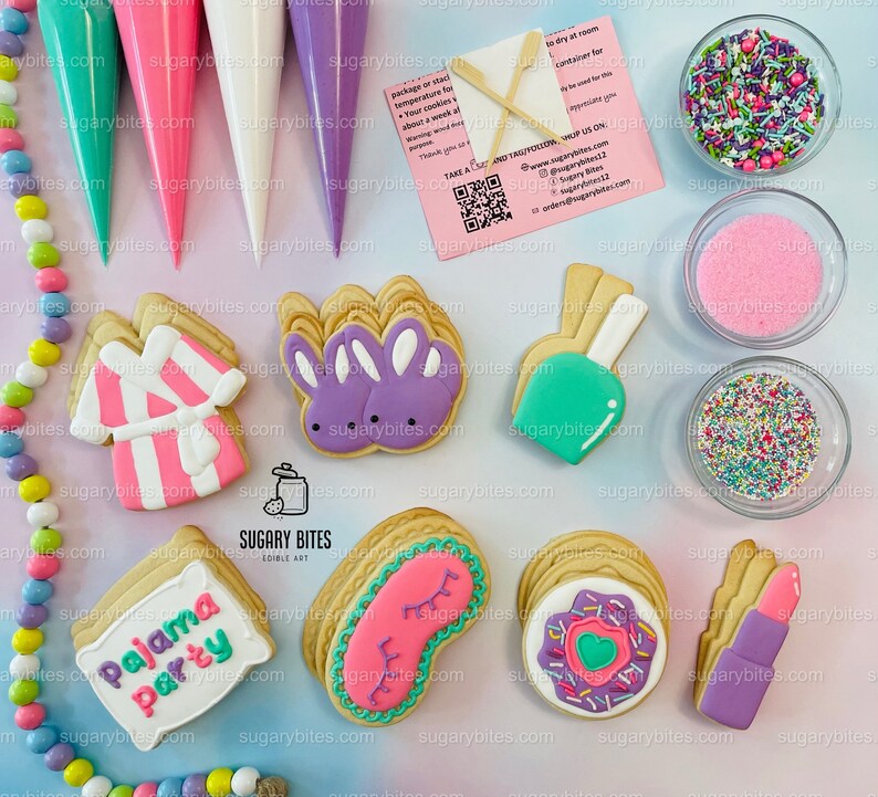 Pajama Party Cookie Decorating Kit, DIY Sleepover Sugar Cookie Kit ...