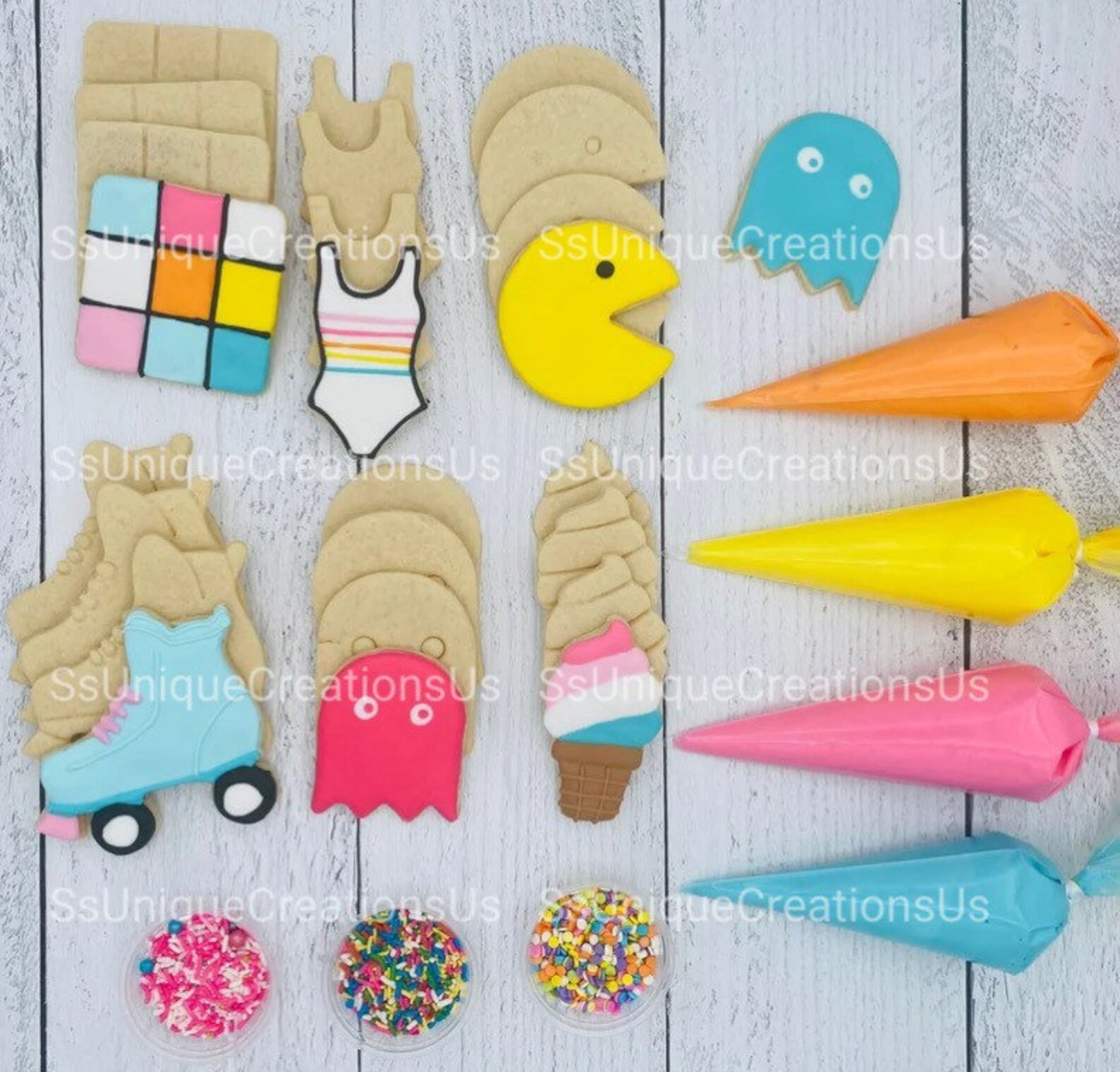 80’s Theme Cookie Decorating Kit, ***INCLUDES 24 ITEMS***** Zoom Party ...