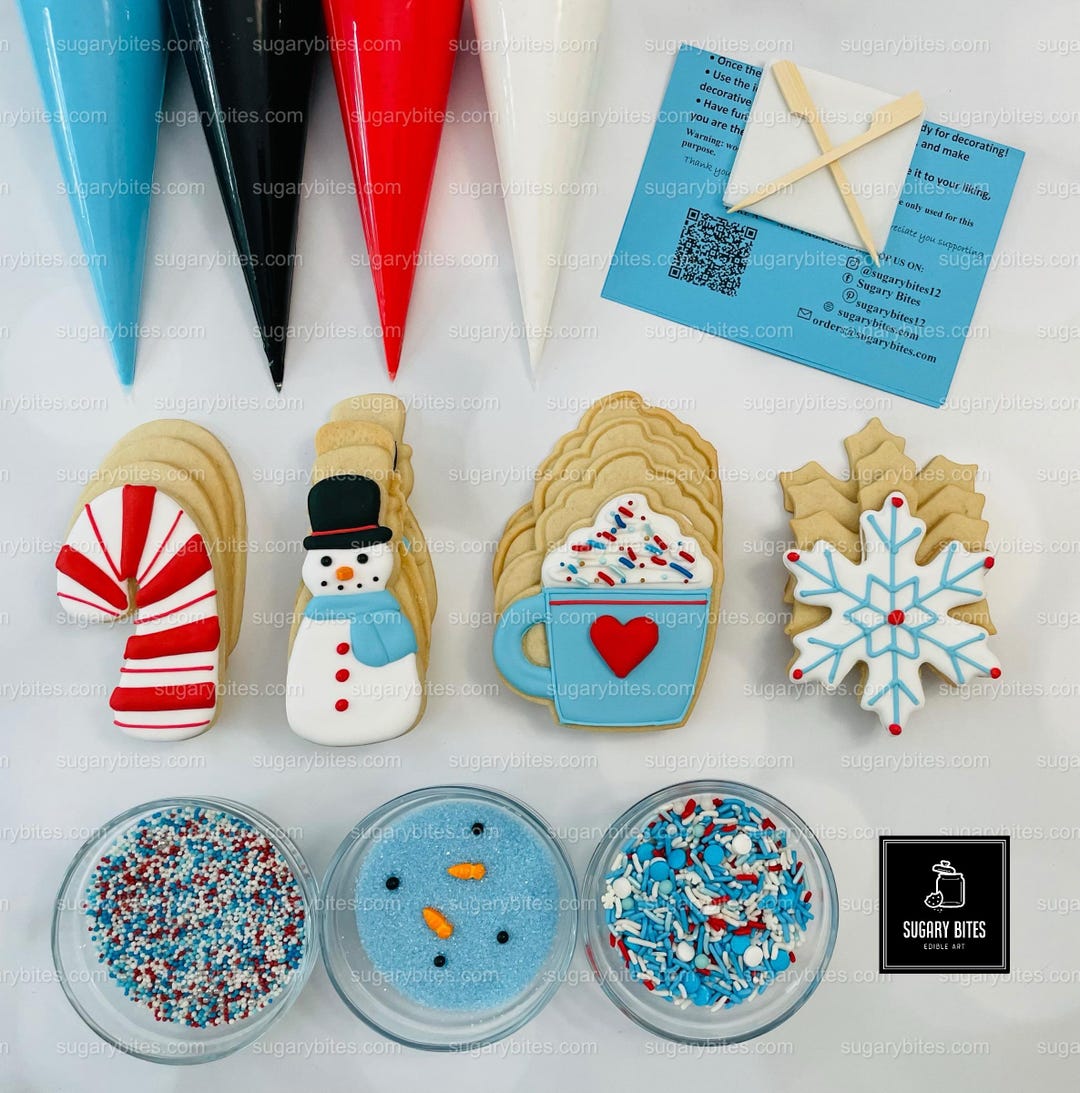 Winter Cookie Decorating Kit, Christmas DIY Cookie Kit, (large Cookies ...