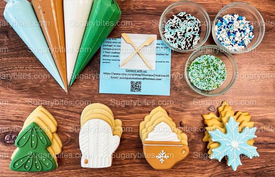Winter Cookie Decorating Kit, Winter DIY Cookie Kit, (large Cookies ...