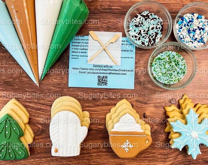 Winter Cookie Decorating Kit, Winter DIY Cookie Kit, large Cookies ...