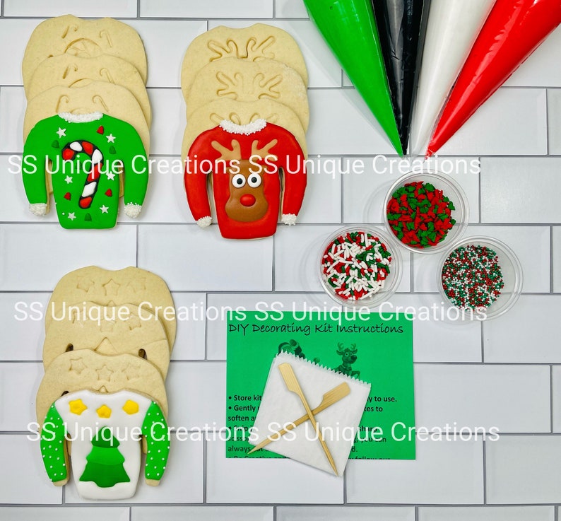 Ugly Sweater Cookie Decorating Kit (large Cookies) ,**INCLUDES 24 ITEMS ...