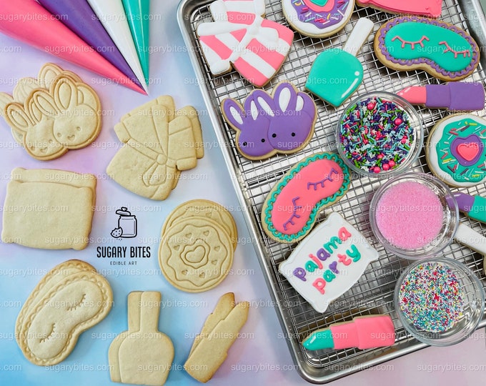 Pajama Party Cookie Decorating Kit, DIY Sleepover Sugar Cookie Kit ...