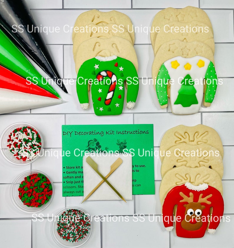 Ugly Sweater Cookie Decorating Kit (large Cookies) ,**INCLUDES 24 ITEMS ...