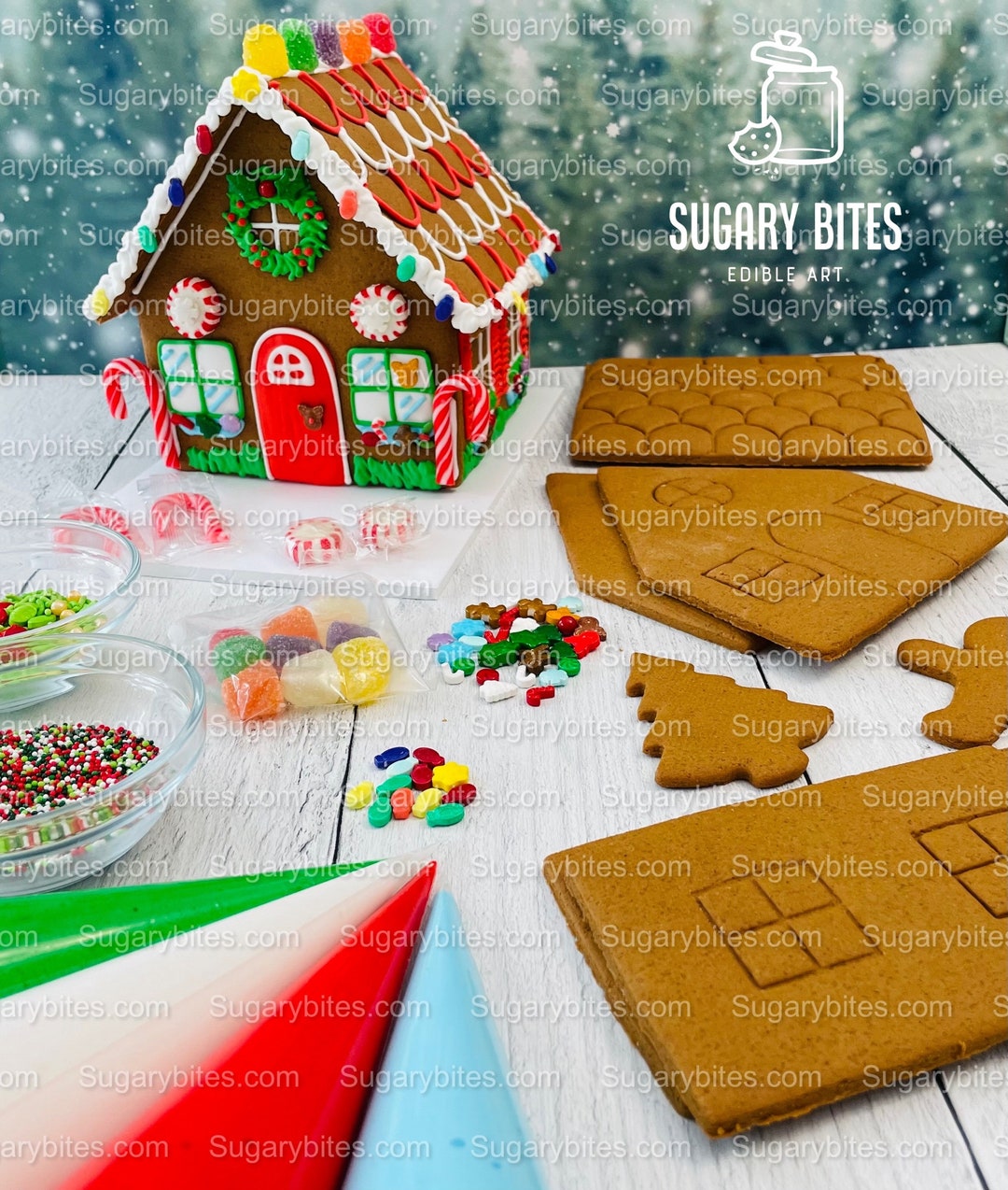 Gingerbread House Cookie Decorating Kit, DIY Cookie Kit, (large Cookies ...
