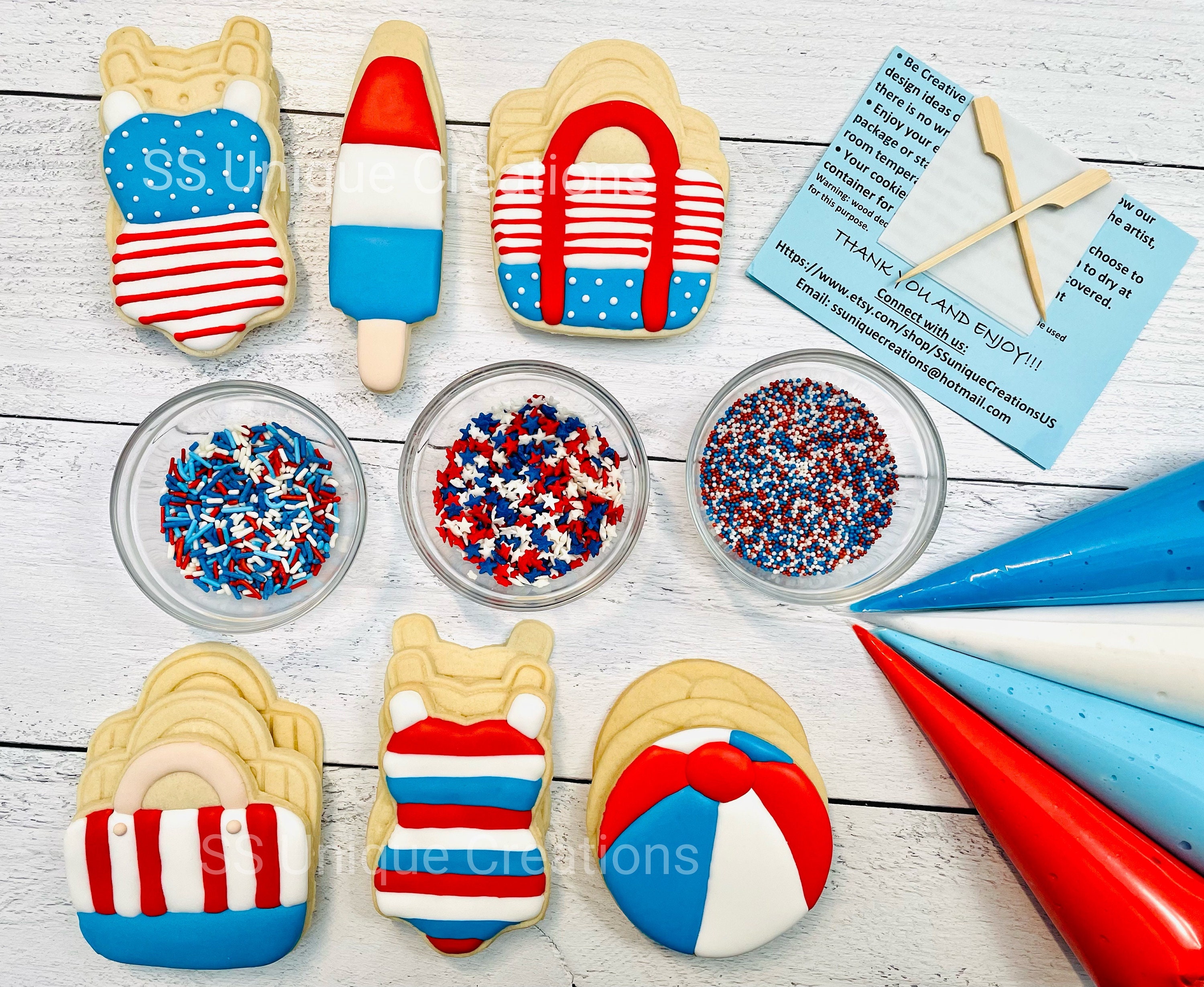 4th of July Cookie Decorating Kit, DIY Memorial Day Decorating Cookies ...