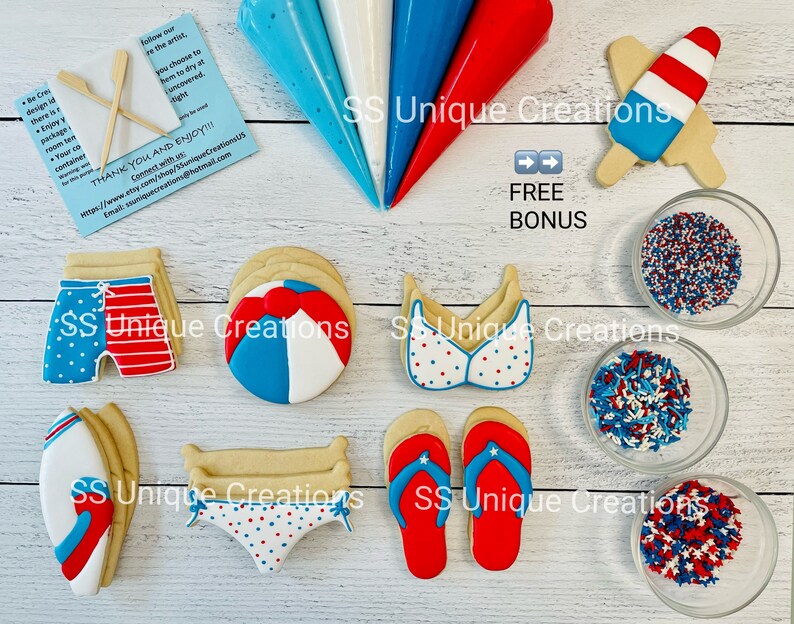 4th of July Cookie Decorating Kit, DIY Memorial Day Decorating Cookies ...