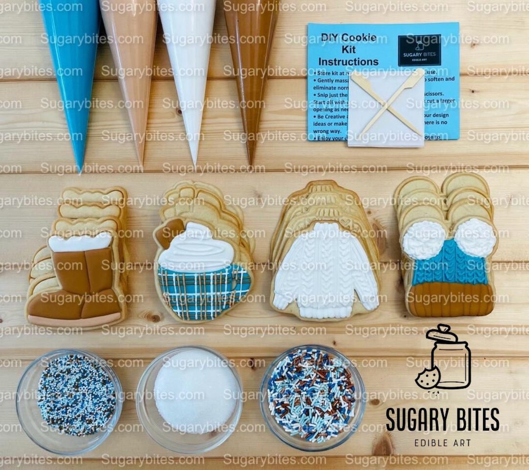 Winter Cookie Decorating Kit, Winter DIY Cookie Kit, (large Cookies ...