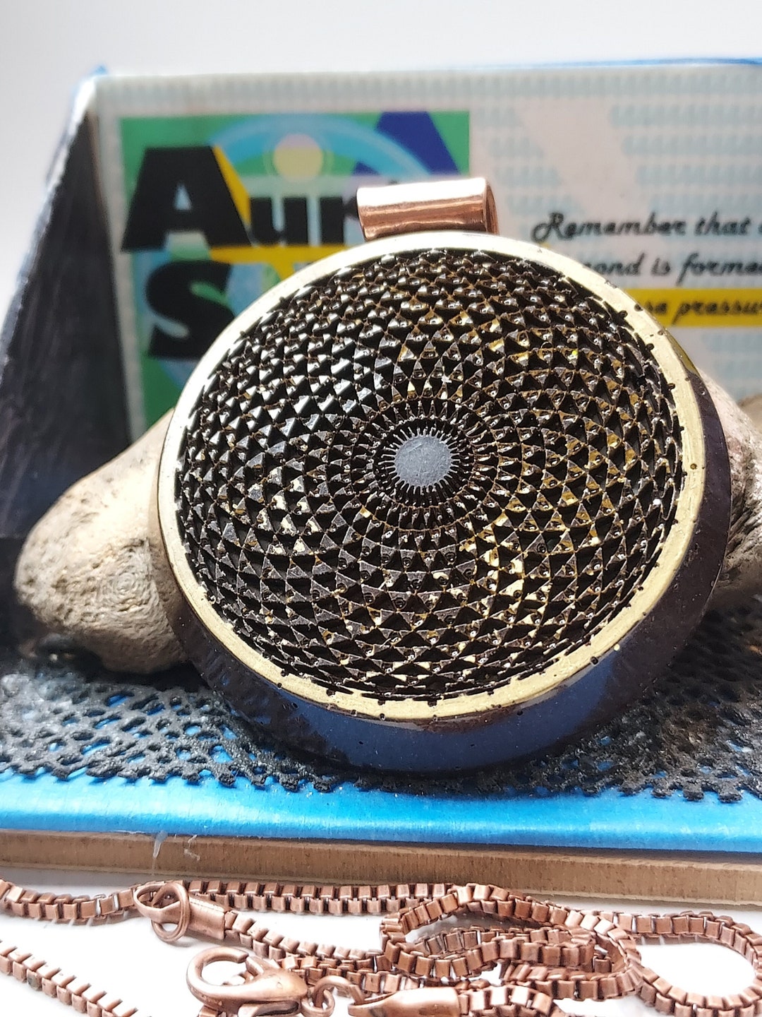 Shungite Orgonite Pendant: Torus Field, Copper Chain, Healing Necklace ...