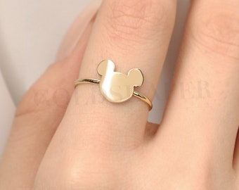 14k Gold Mickey Ring | Etsy