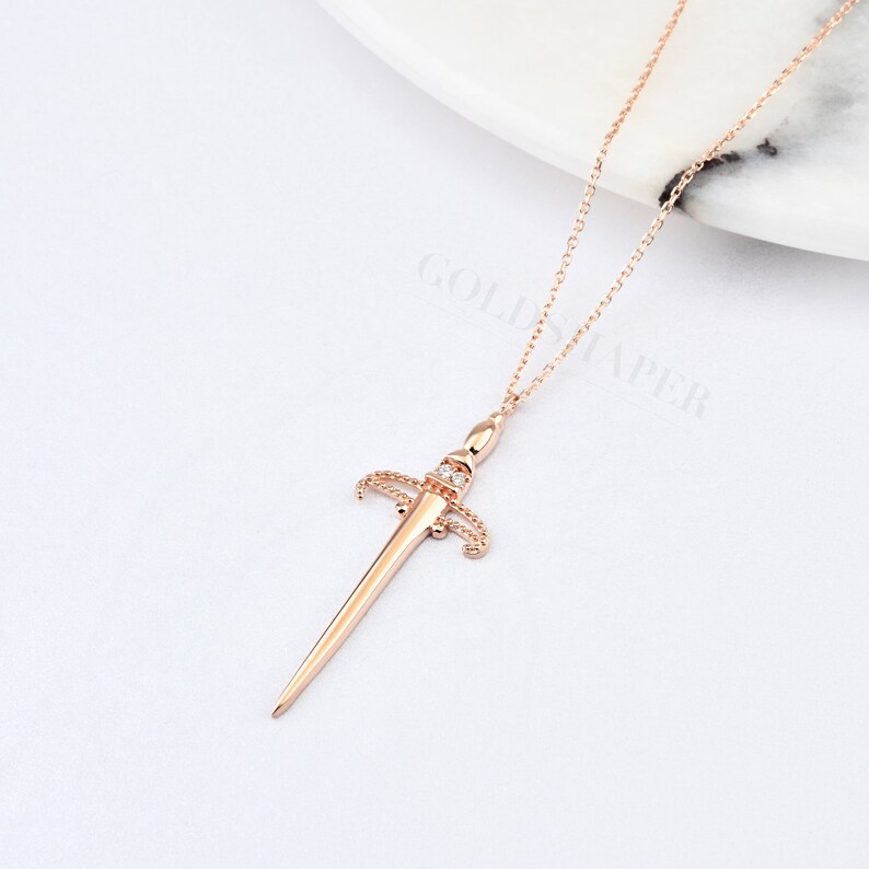 14K Solid Gold Sword Pendant or Necklace Unisex Necklace - Etsy