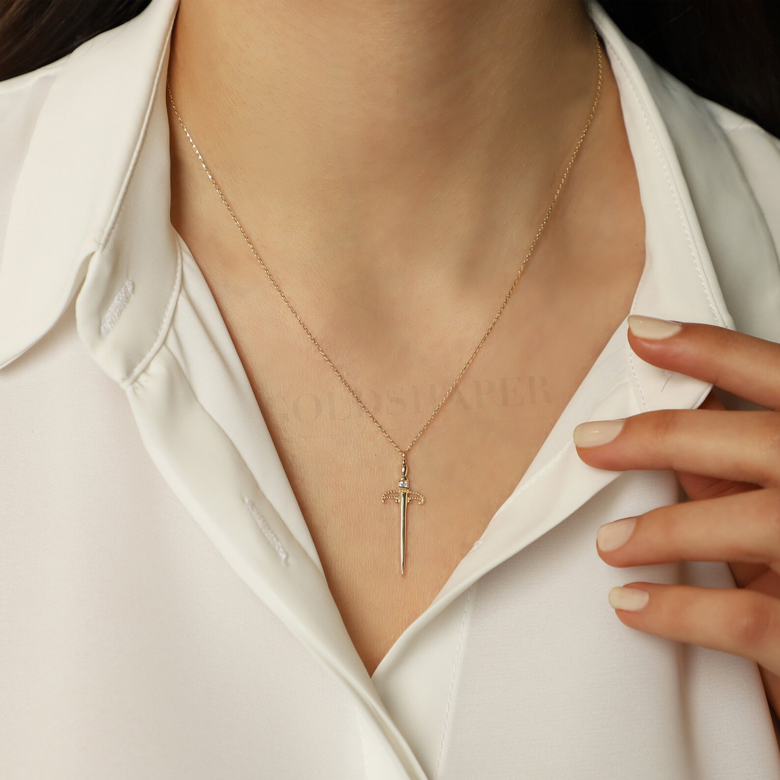 14K Solid Gold Sword Pendant or Necklace Unisex Necklace - Etsy