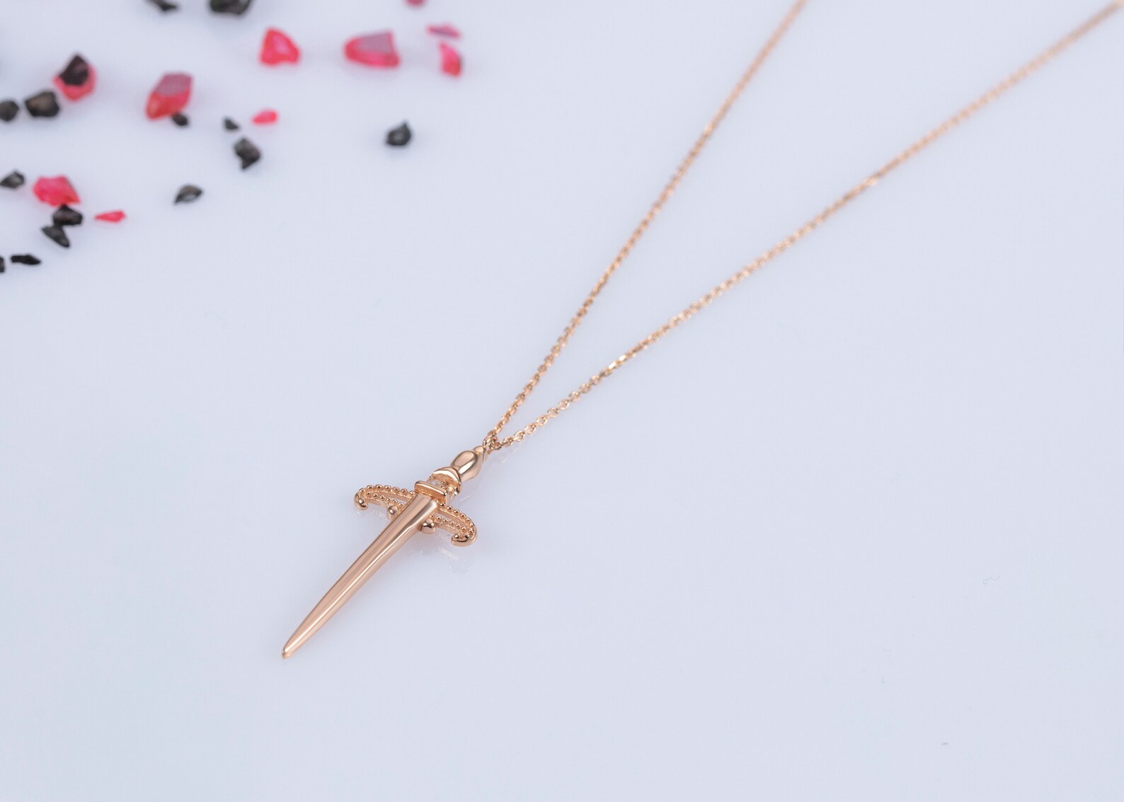 14K Solid Gold Sword Pendant Or Necklace Unisex Necklace | Etsy