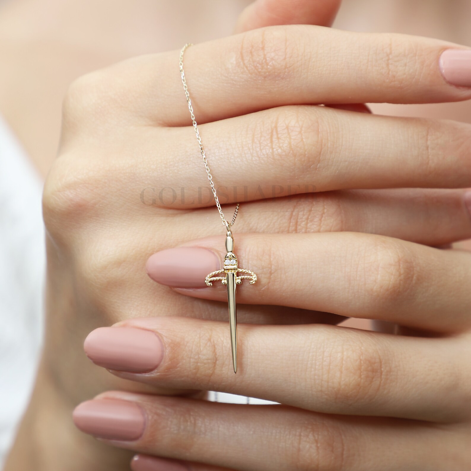 14K Solid Gold Sword Pendant or Necklace Unisex Necklace - Etsy