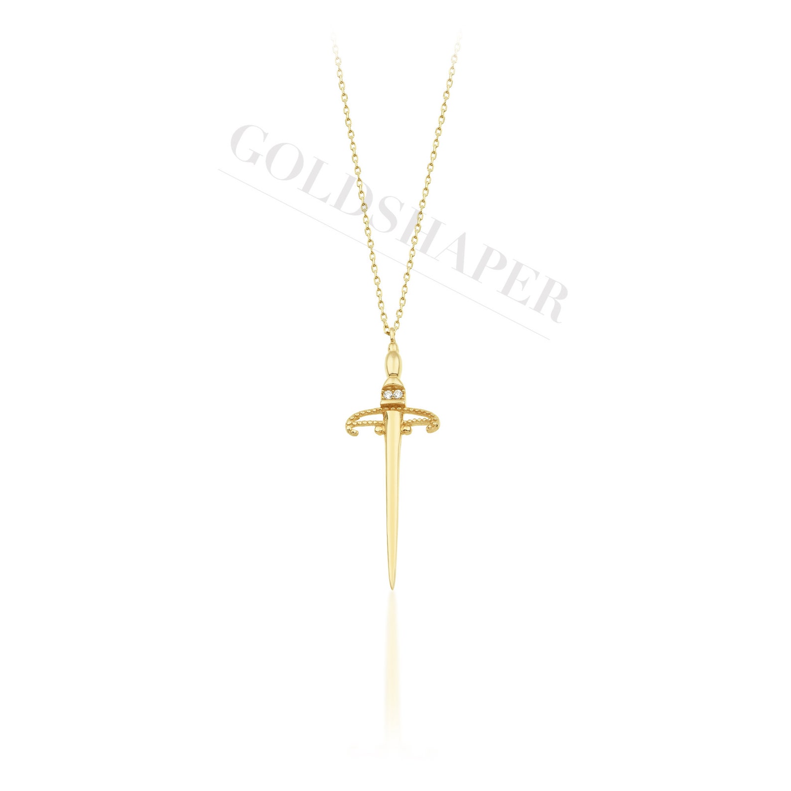 14K Solid Gold Sword Pendant or Necklace Unisex Necklace - Etsy