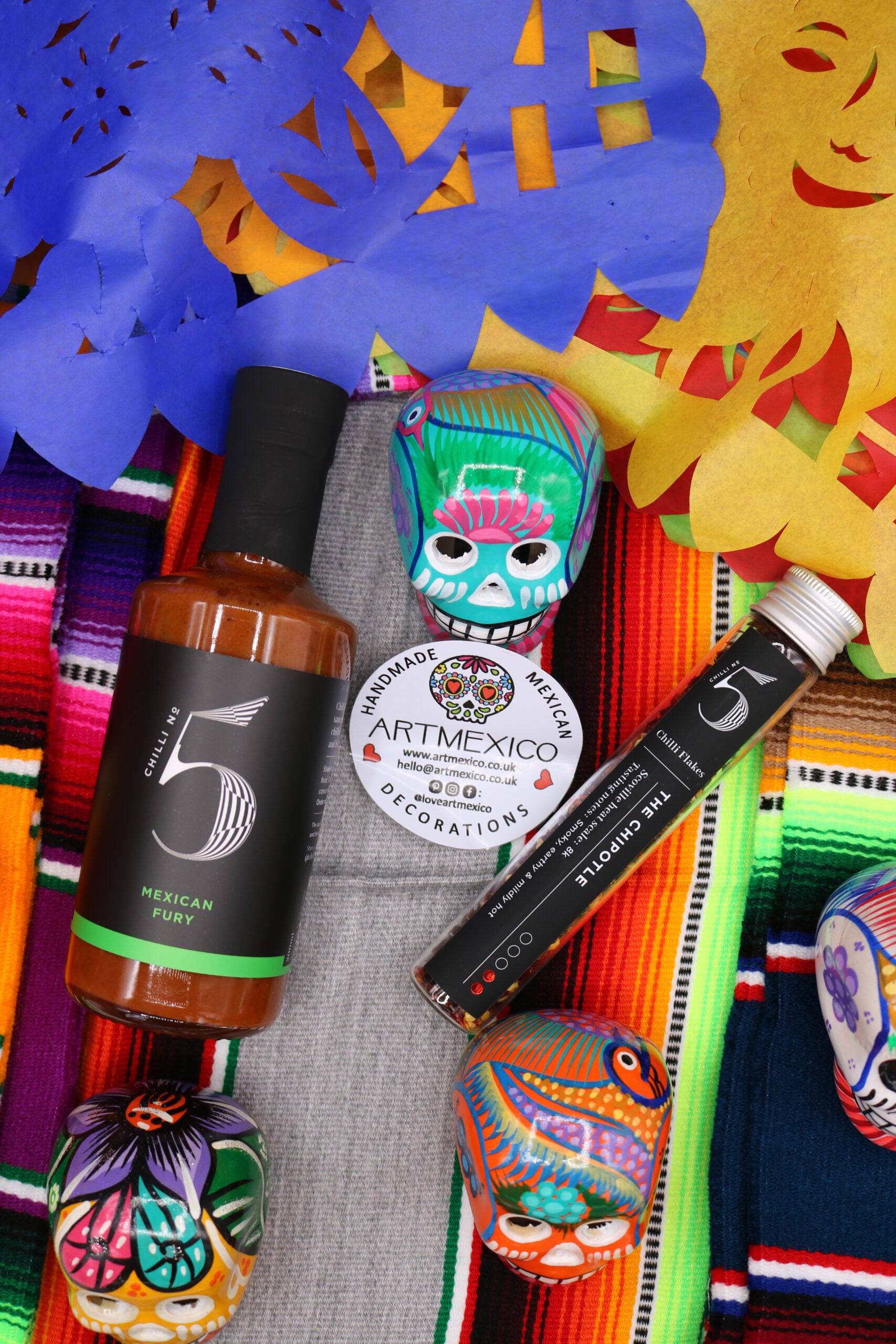 Mexican Fury Gift Set: Gourmet Chilli Sauce, Papel Picado & Sugar ...
