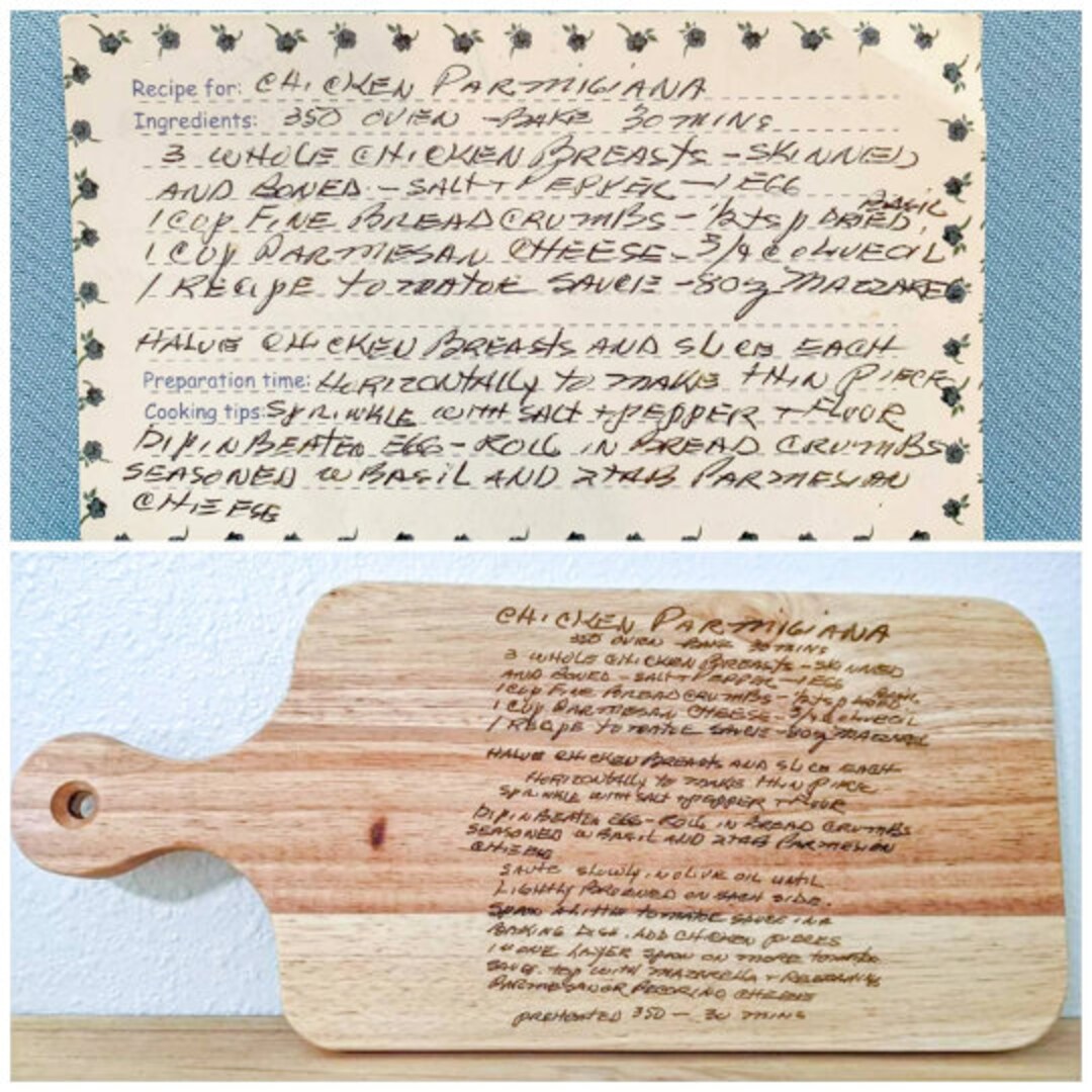 Handwritten Recipe Boards / Family Keepsake / Engraved Cutting Board ...