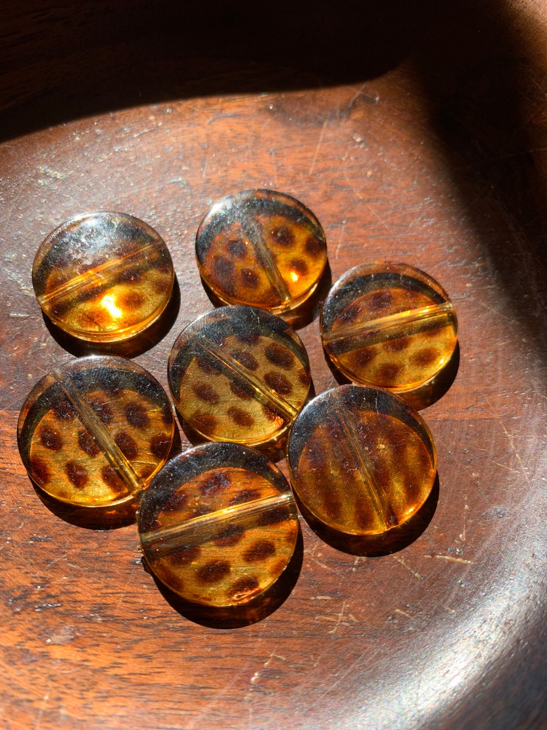 7 Flat Disc Cheetah Beads Disc Beads Cheetah Print Beads - Etsy