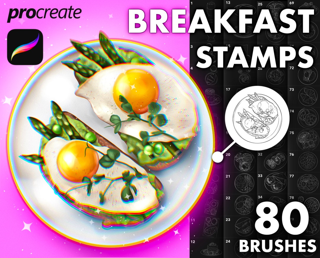 Procreate Food Brushes. Procreate Breakfast Stamps. Procreate - Etsy
