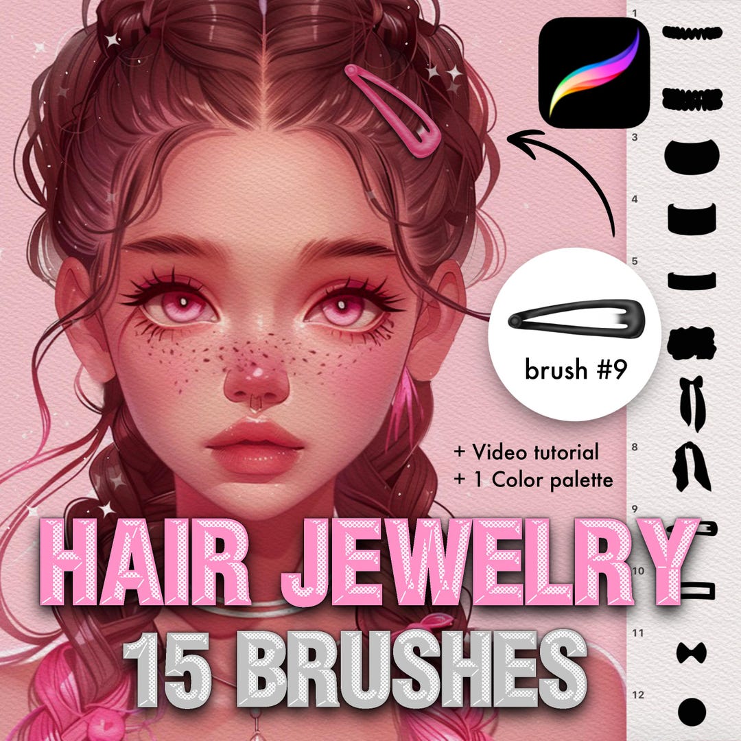 Procreate Hair Brushes. Procreate Jewelry Brushes. Procreate Braid ...