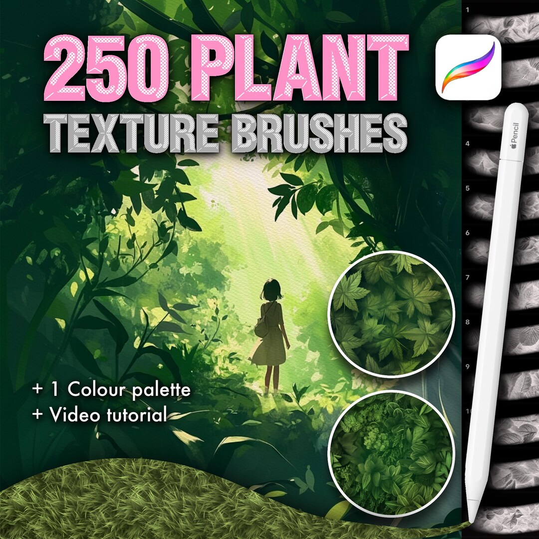 Procreate Plant, Leaves, Grass Texture Brushes. Procreate Forest Nature ...