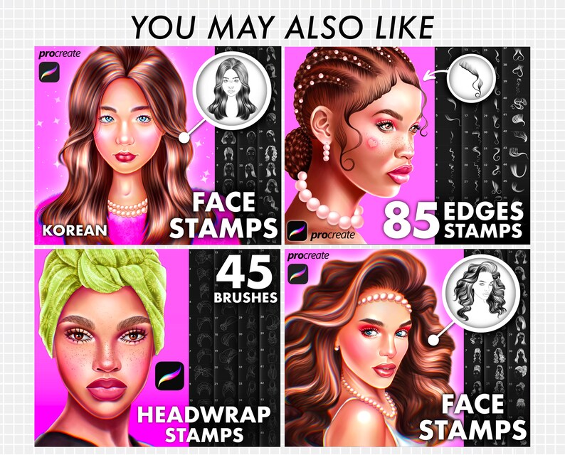 Procreate Face Stamp Brushes. Procreate Afro Hair. Procreate - Etsy