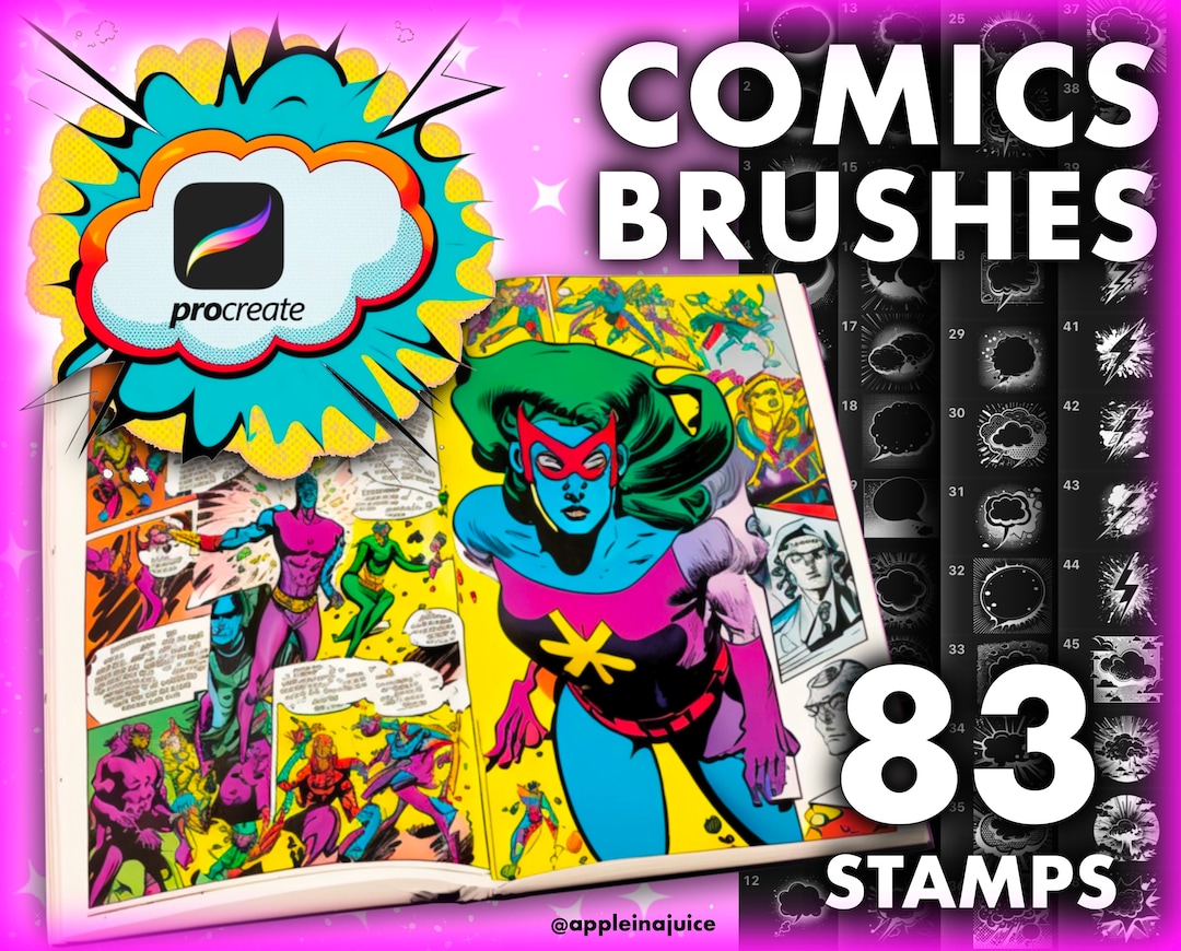 Procreate Comics Stamp Brushes, Procreate Comic Storyboard, Procreate Manga Comic Pop Art Bubble ...