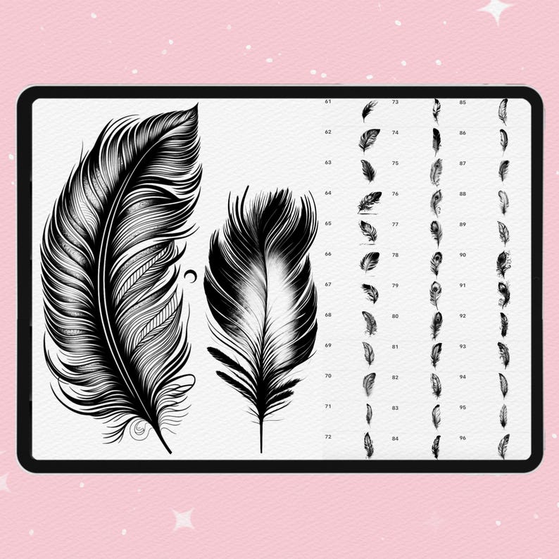 Procreate Feather Brushes. Procreate Realistic Feather Tattoo Brush ...