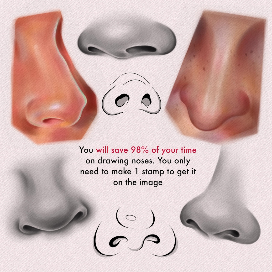 110 Nose Brushes for Photoshop, Procreate, Clip Studio (digital ...