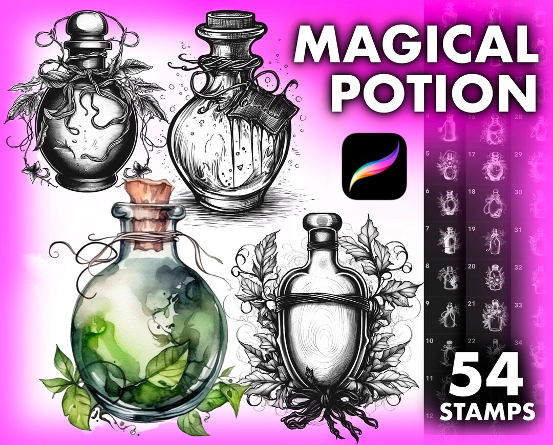 Procreate Potion Bottles Brush, Procreate Stamps, Love Potion Bottle ...