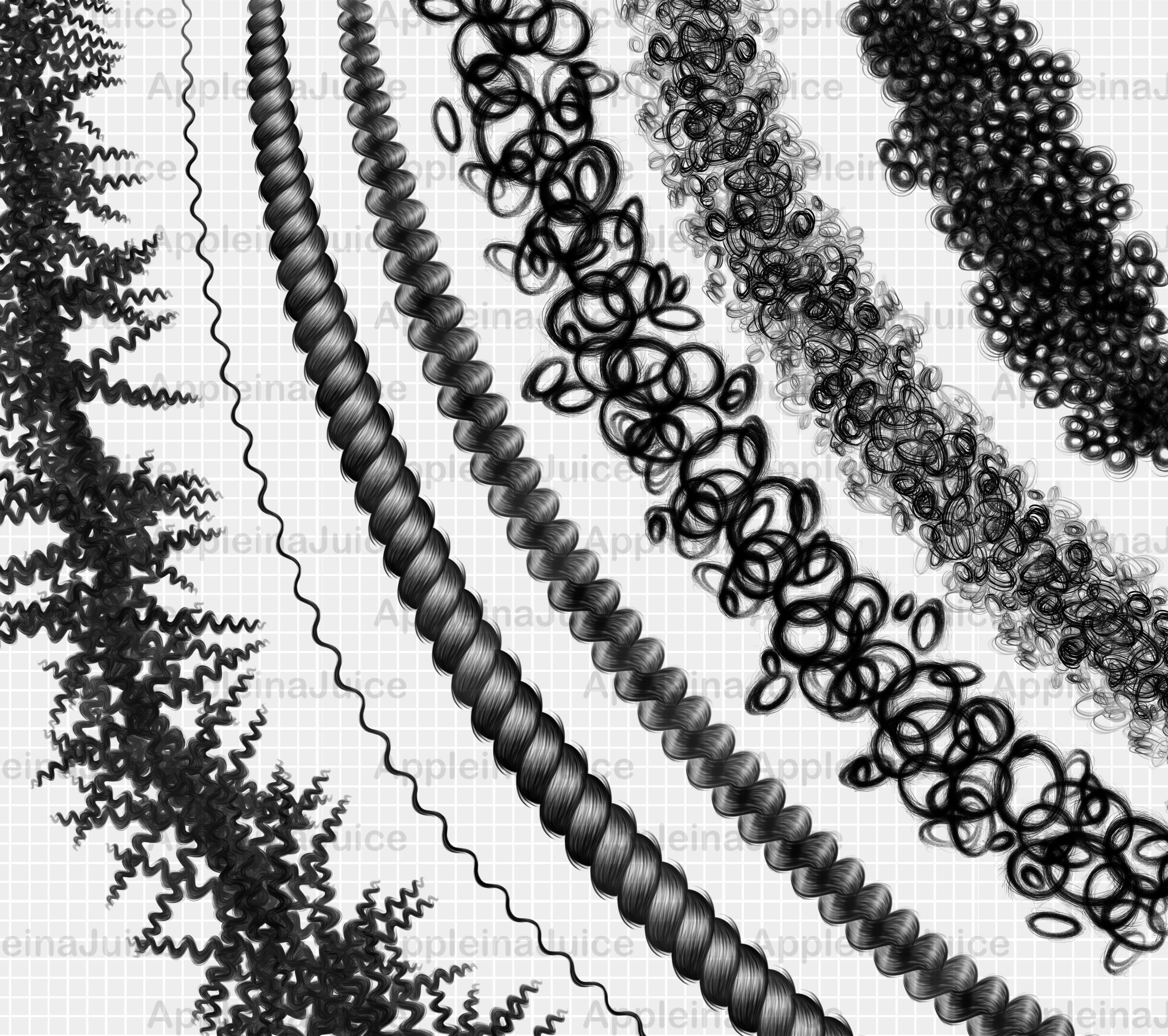 Procreate Curly Brushes. Hair Brush Set. Procreate Wavy Hair - Etsy UK