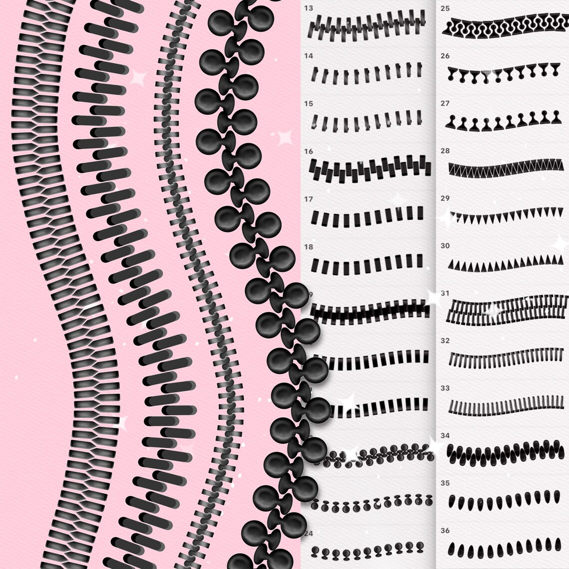 155 Procreate Zipper Brushes, Slider Stamps (digital Download) - Etsy
