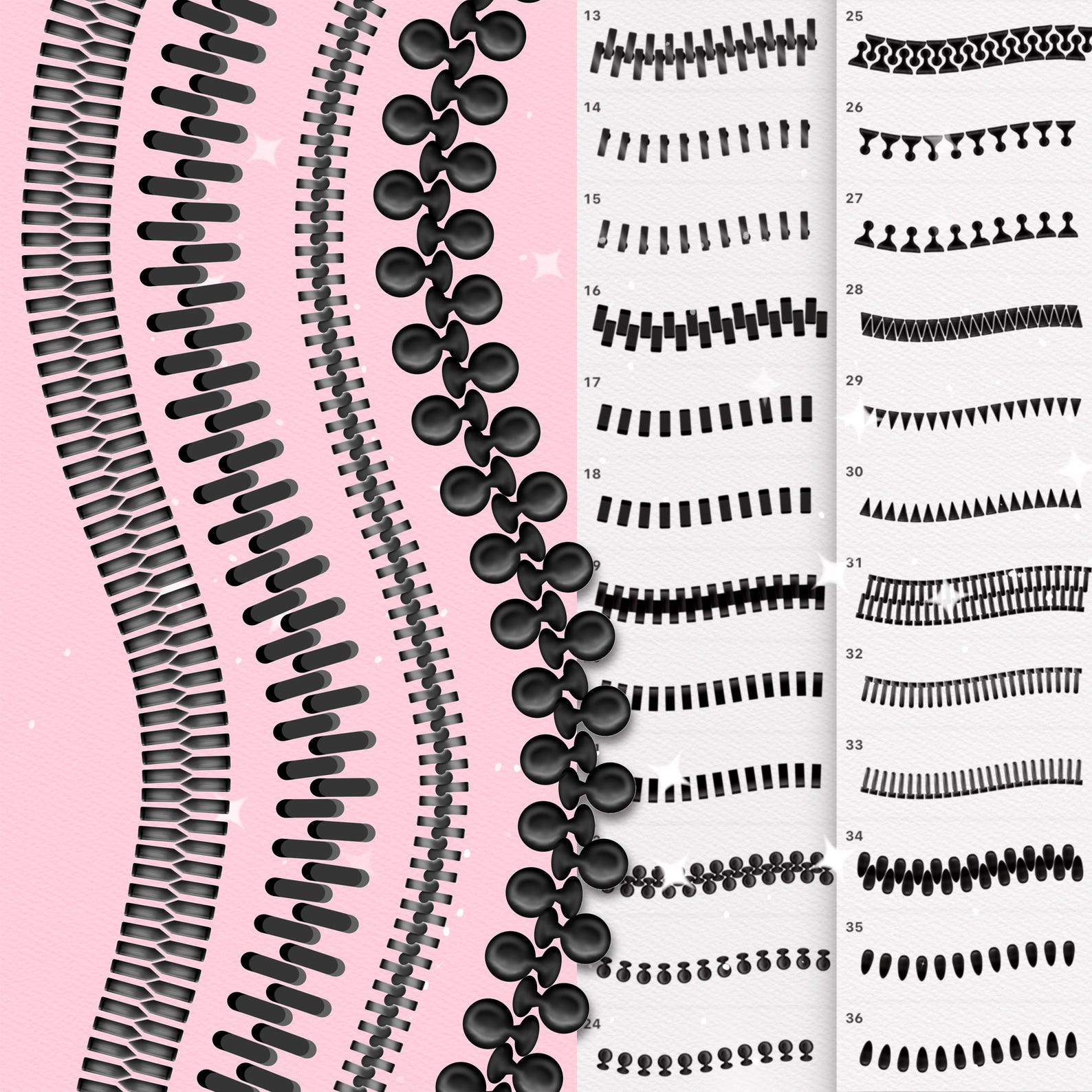 155 Procreate Zipper Brushes, Slider Stamps (digital Download) - Etsy